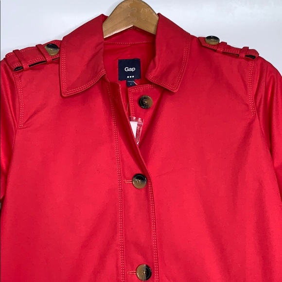 GAP | Jackets & Coats | Nwts Gap Red Cotton Classic Trench Coat | Poshmark
